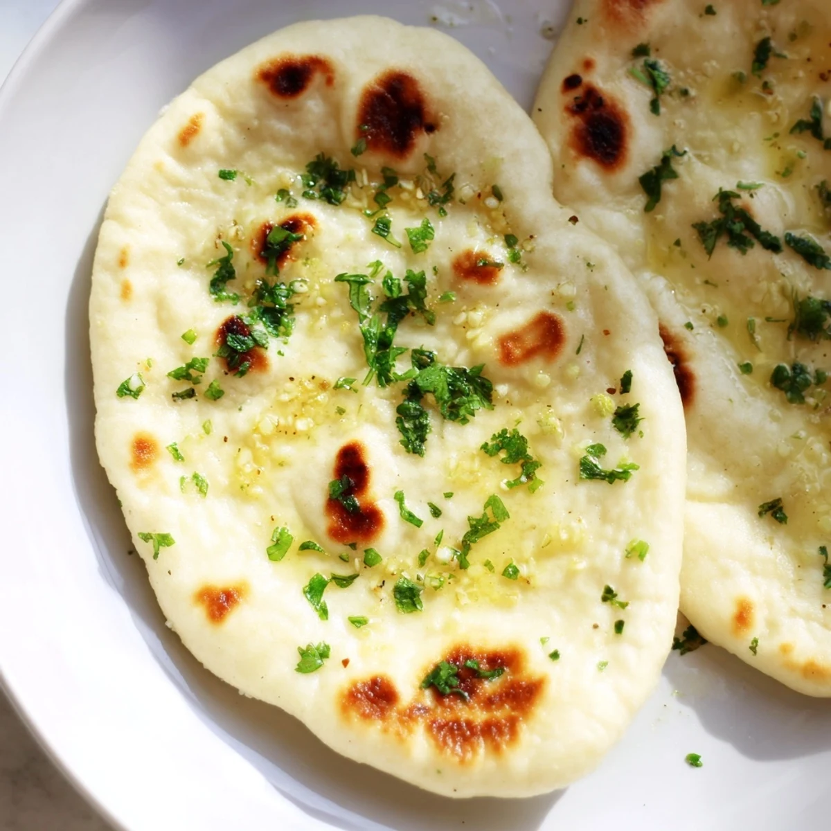 Soft Garlic Naan Bread with Butter